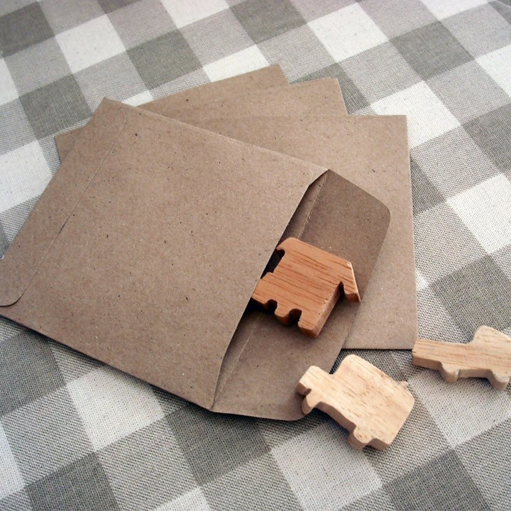 50 Recycle Kraft Paper Gift Bag Square 9.5cmx9.5cm Great For Card Or ...